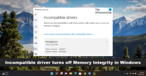 Turn off Memory Integrity setting if Windows cannot load a driver