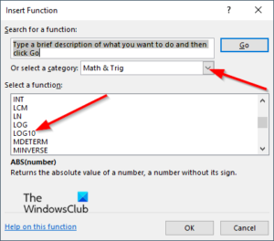 How to use the LOG and LOG10 function in Excel