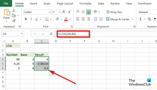 How to use the LOG and LOG10 function in Excel