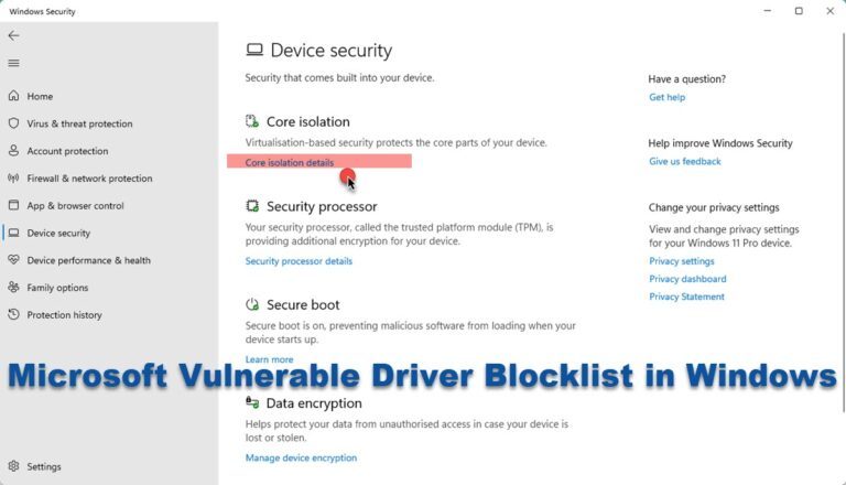 Disable Microsoft Vulnerable Driver Blocklist in Windows 11