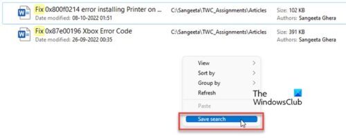How to Save A Search in Windows 11/10