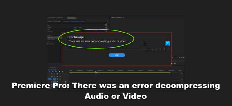 Premiere Pro: There Was an error decompressing Audio or Video
