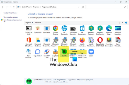 How to uninstall Spotify on Windows 11