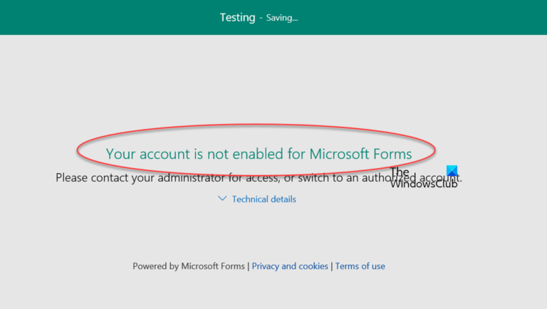 Your account is not enabled for Microsoft Forms