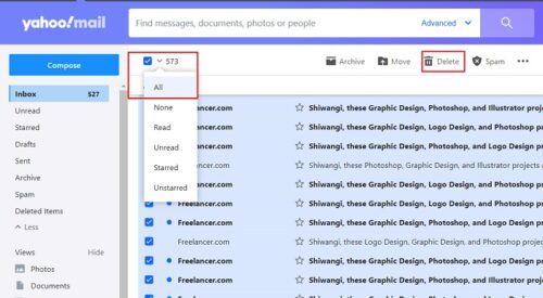 How to delete multiple Emails on Yahoo Mail