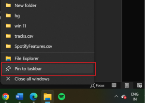 How to pin File Explorer to Taskbar in Windows 11