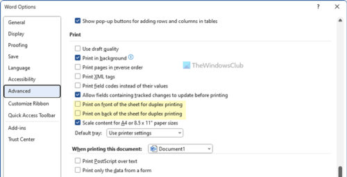 How to print on both sides for Duplex printing in Word