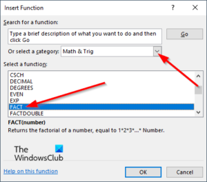 How to use the FACT or FACTDOUBLE function in Excel