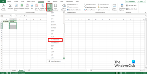 How to use the FACT or FACTDOUBLE function in Excel