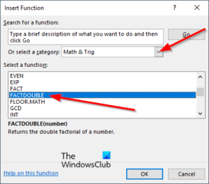 How to use the FACT or FACTDOUBLE function in Excel