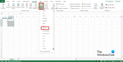 How to use the FACT or FACTDOUBLE function in Excel