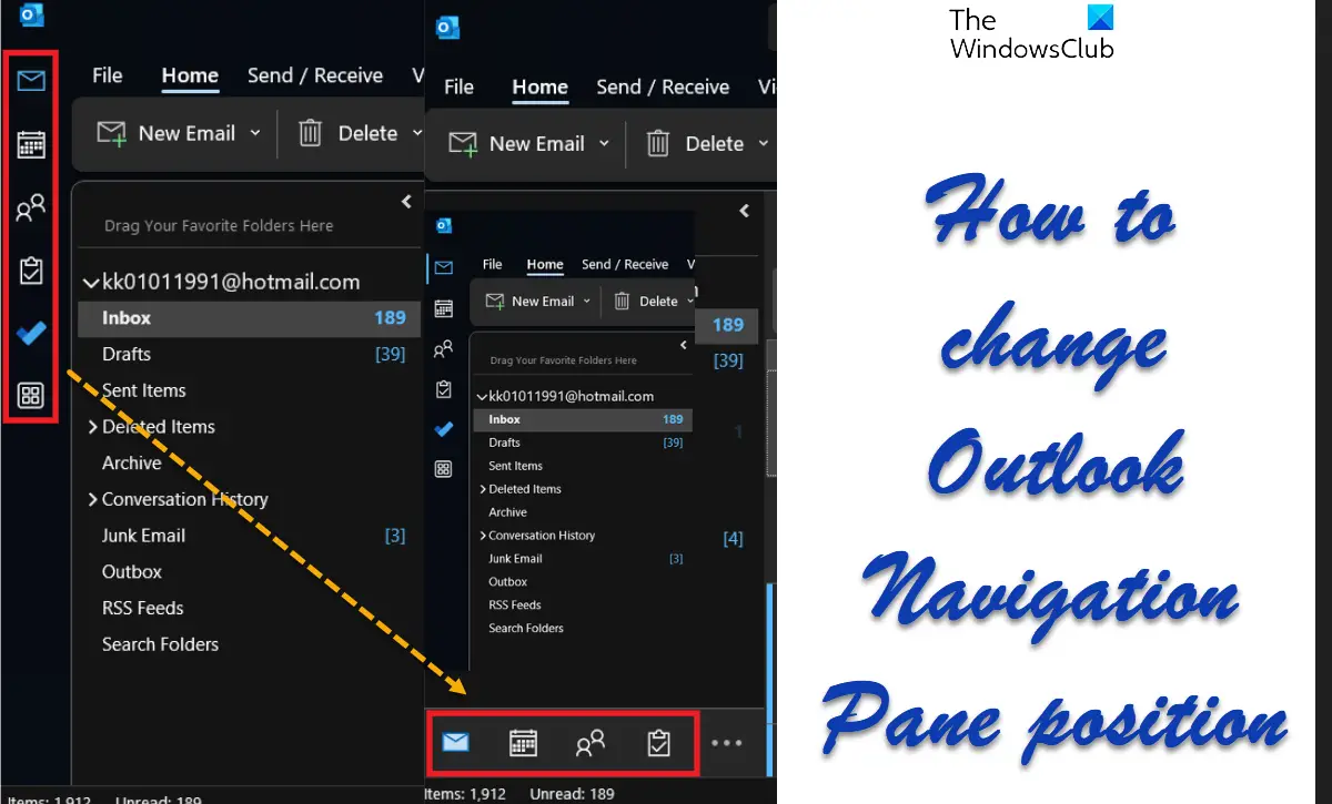How to change Outlook Navigation Pane position How to change Outlook Navigation Pane position