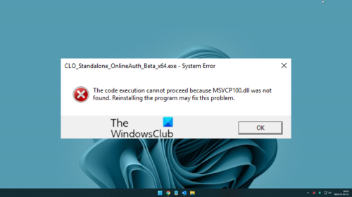 MSVCP100.dll missing or not found in Windows 11/10
