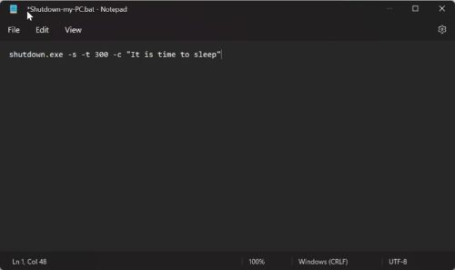 How to shutdown a computer using Notepad