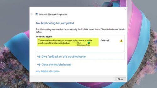 Connection between access point, router and Internet is broken