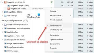 How to use Efficiency Mode in Task Manager of Windows 11