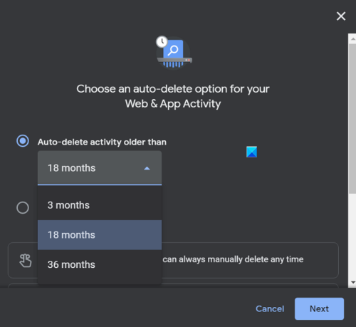 Manage Google Account History using Google Activity Controls