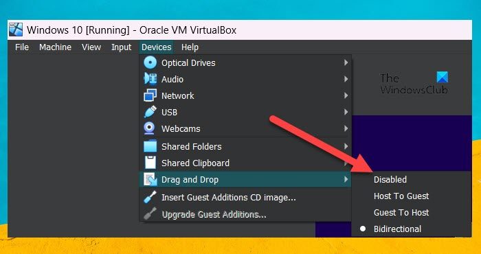 How To Enable Drag And Drop Support In Virtualbox | thewindowsclub How To Enable Drag And Drop Support In Virtualbox | thewindowsclub