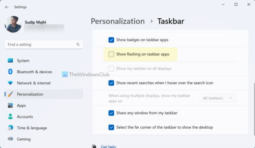 Disable Flashing or Change Flash Count in Taskbar icons in Windows