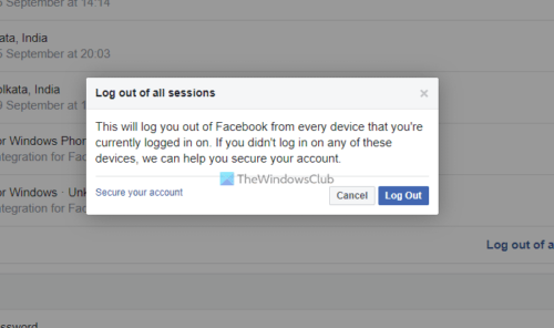 How to log out of Facebook account on all devices