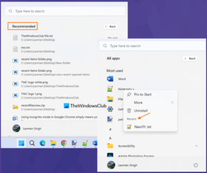 How to see Recently Opened Files in Windows 11/10