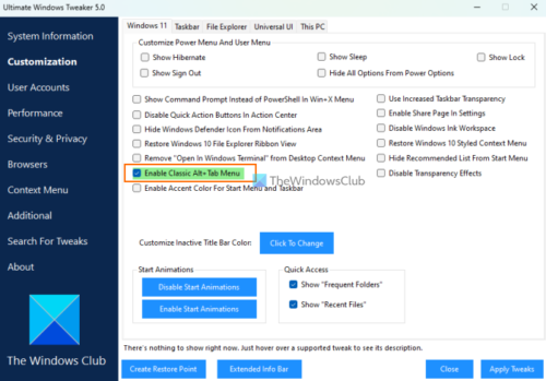 How to restore the Classic Alt+Tab Dialog in Windows 11