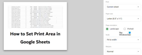 How to set Print Area in Google Sheets