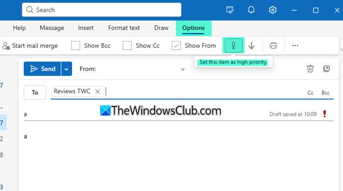 How to set the Priority for an email in Outlook to High