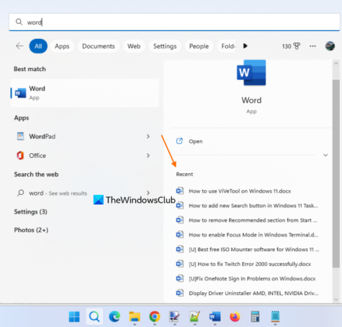 How to see Recently Opened Files in Windows 11/10