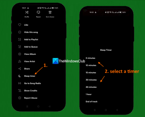 How to put Sleep Timer in Spotify