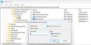 Switch Network printing between TCP and RPC in Windows 11