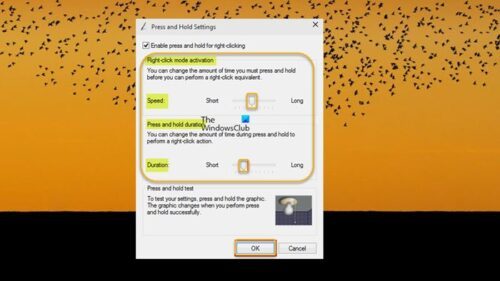 Change Touch Press and Hold Speed & Duration in Windows 11/10