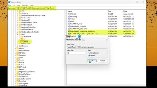 Change Touch Press and Hold Speed & Duration in Windows 11/10