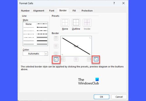 How to put Diagonal Line through Cell in Excel or Google Sheets