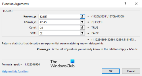 How to use the LOGEST function in Microsoft Excel