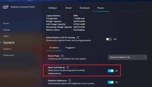Refresh Rate changes automatically when unplugging the Charger