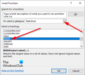 How to use the MAXA and MINA function in Excel