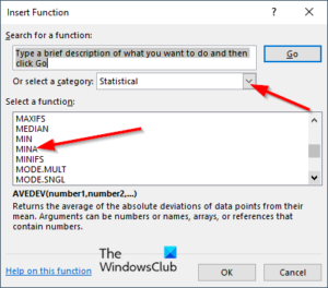 How to use the MAXA and MINA function in Excel