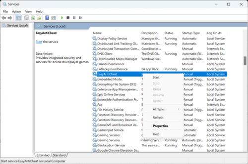 EAC driver error 1275 in Windows 11
