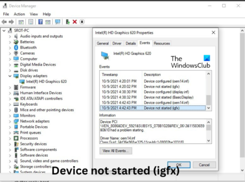 Fix Device not started (igfx) error on Windows 11/10