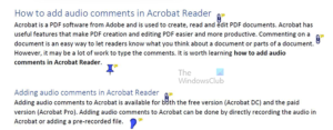 How to add Audio Comments in Acrobat Reader