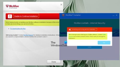 Fix McAfee installation Error Code 0 on Windows PC