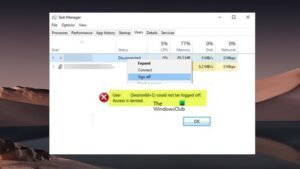User (SessionID) Could not be logged off, Access is denied