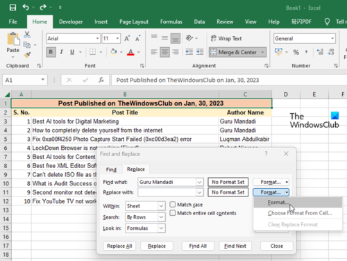 How to Find and Replace Text Color in Excel
