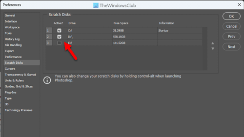 How to change Scratch Disk location in Photoshop