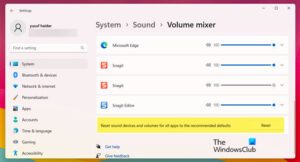 How to reset Sound Settings in Windows 11