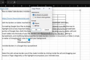How to create Picture from Excel spreadsheet