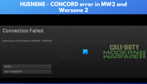 HUENEME CONCORD error in Modern Warfare 2 and Warzone 2