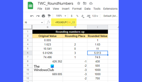 How to Round Numbers in Google Sheets