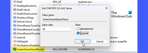 Change Screen Saver Password Grace Period in Windows 11/10
